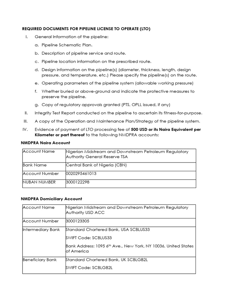 LTO Pipeline License Requirements | PDF