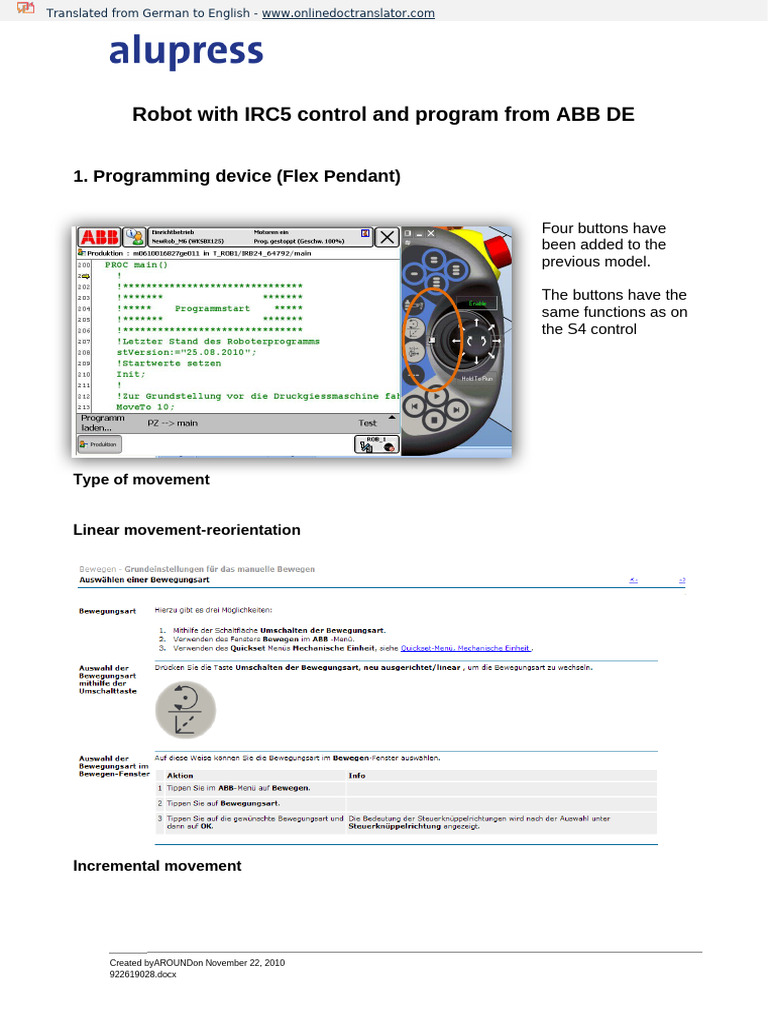 02roboter Mit IRC5 Steuerung Und Programm Von ABB DE - De.en | PDF