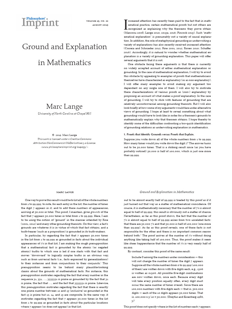 Mathematical Explanation vs. Grounding | PDF | Mathematical Proof | Theorem