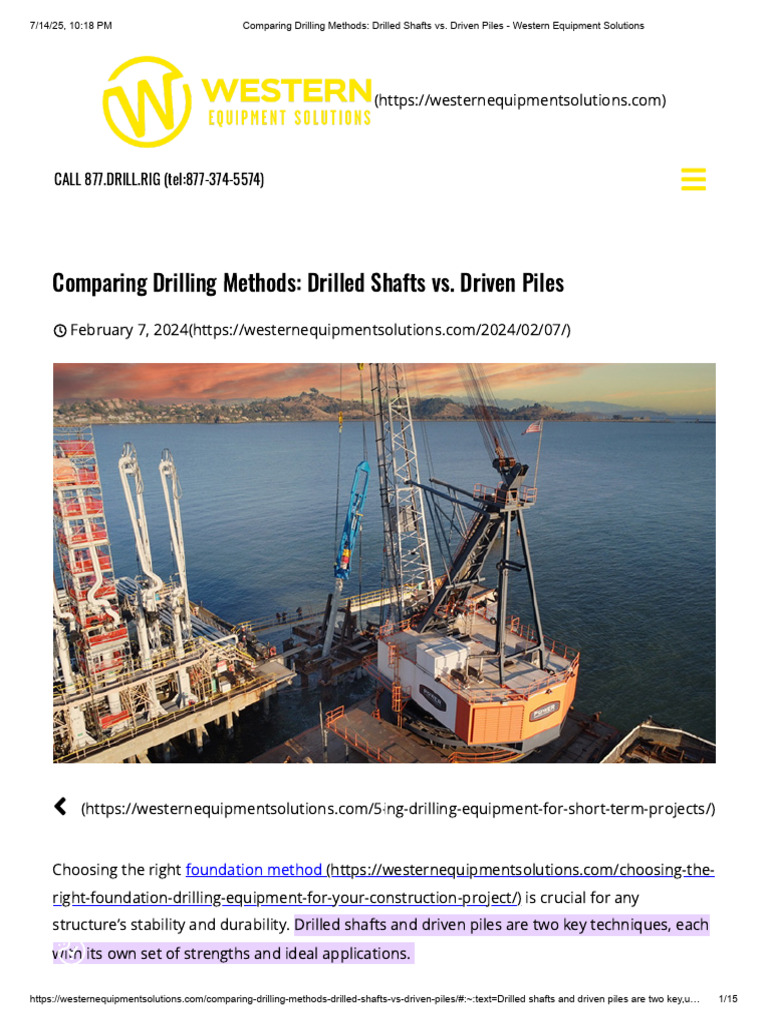 Drilled Shafts vs. Driven Piles Explained | PDF | Foundation ...