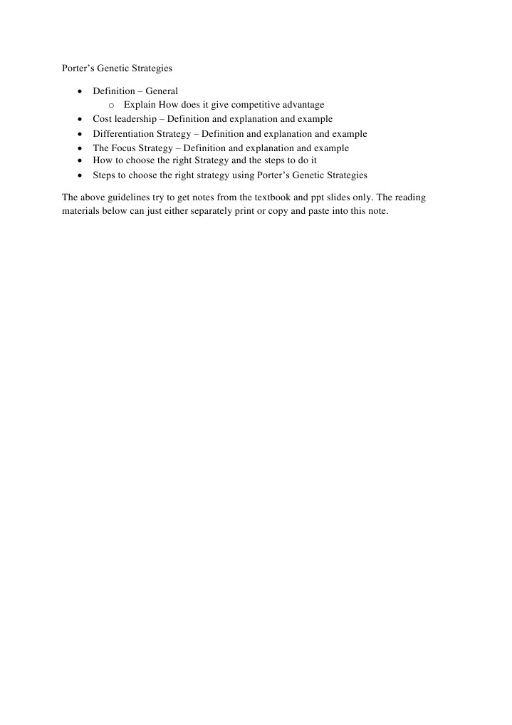 Porter Genetic Stategies | PDF | Competitive Advantage | Strategic ...