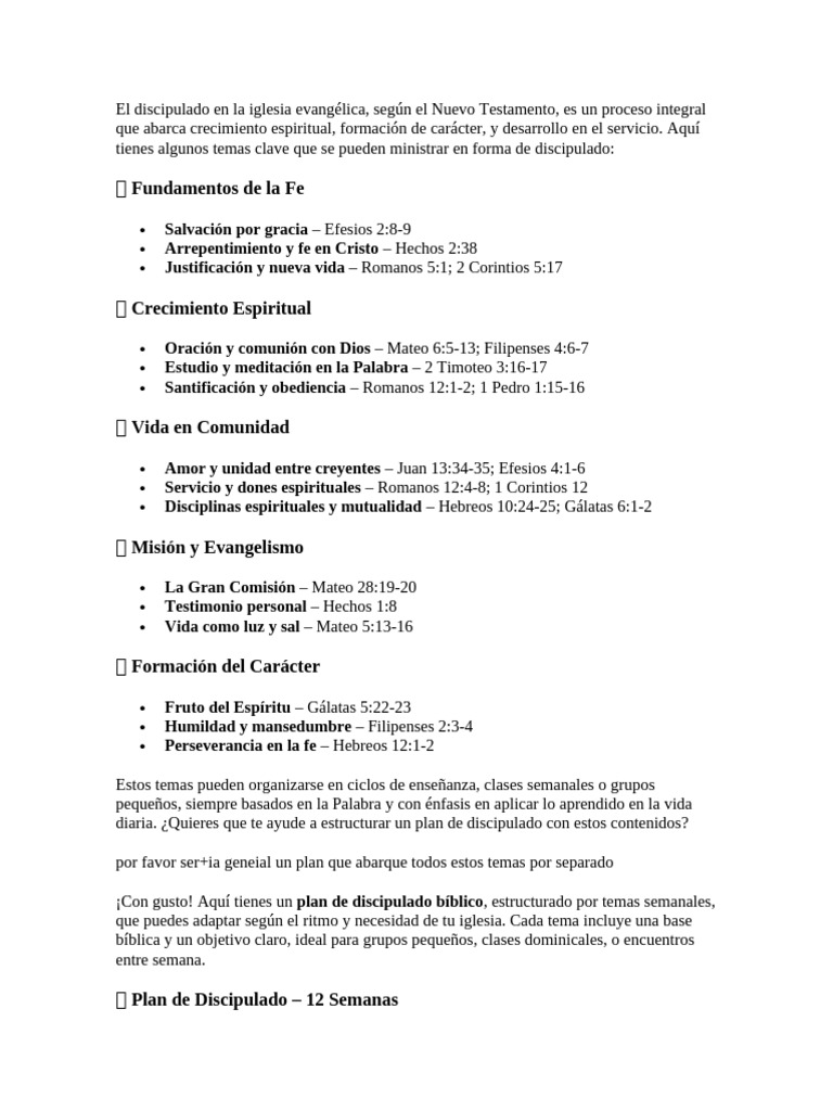 Discipulado Integral en la Iglesia Evangélica | PDF | Oración | Don ...