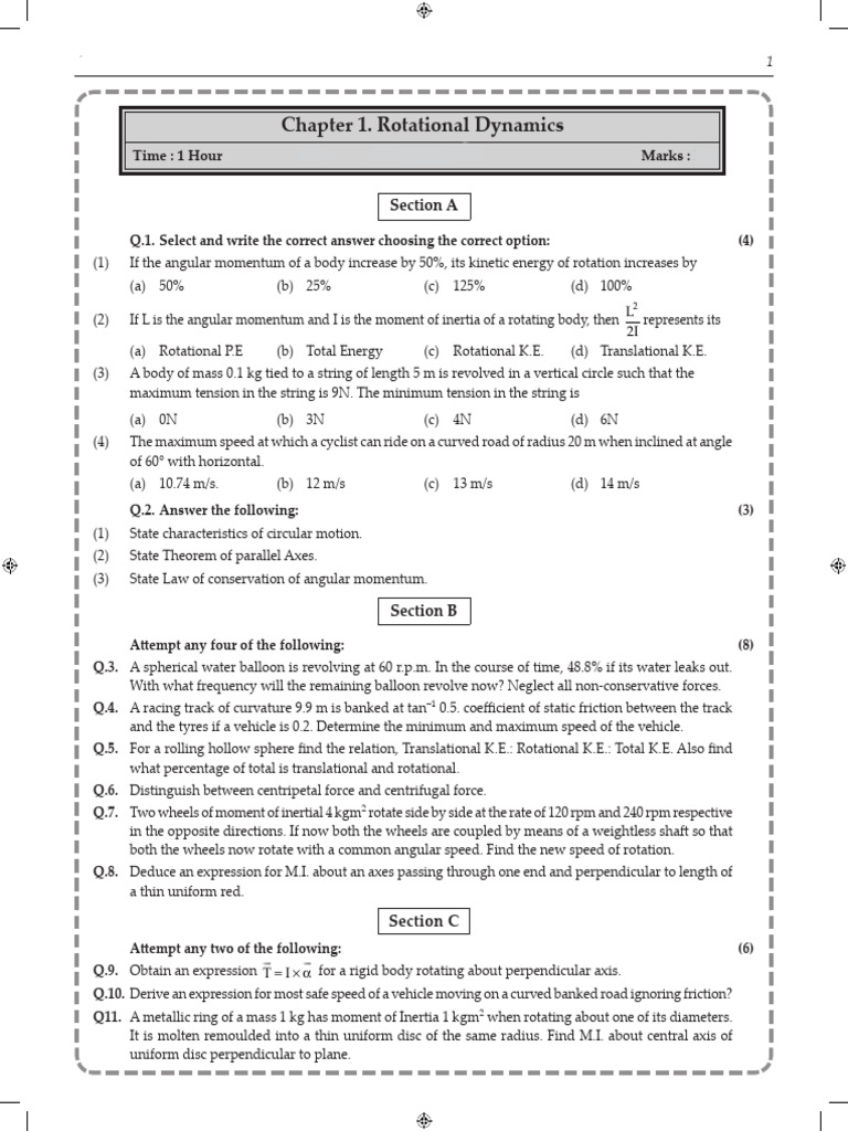 Rotational Dynamics Assessment Questions | PDF | Rotation | Angular ...
