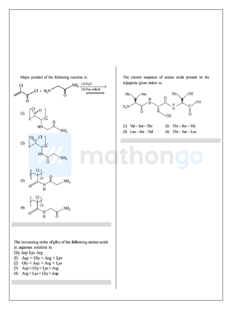 Cqb Chemistry Jee Main 2019 Biomolecules and Polymers | PDF
