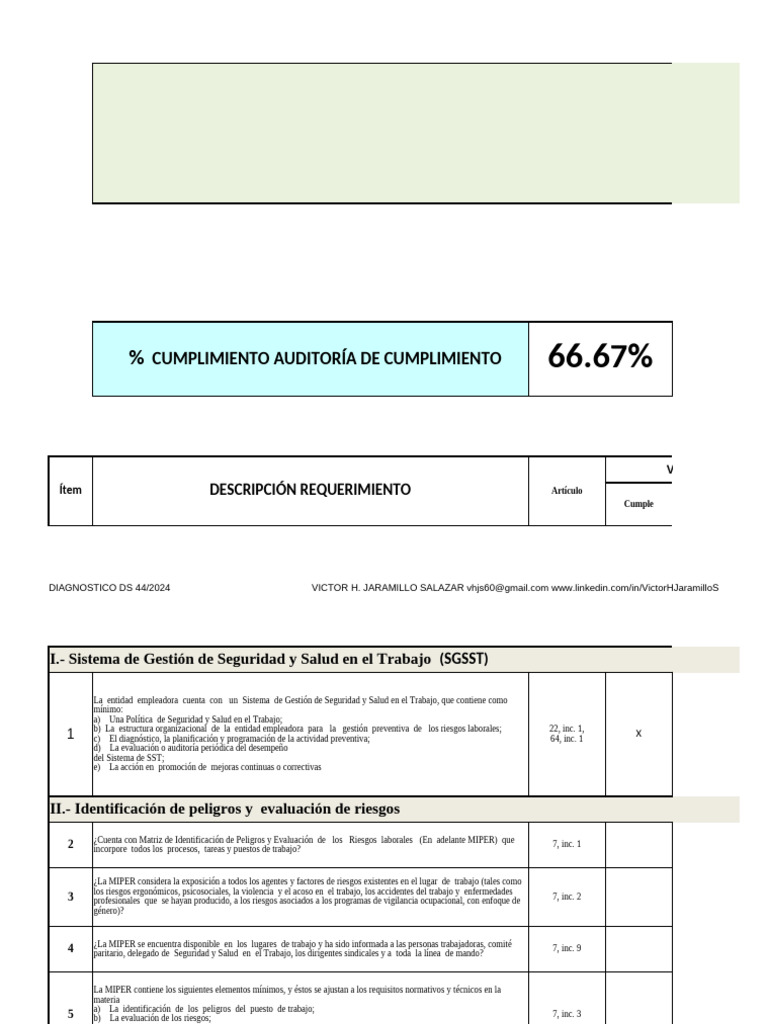 Carta Gantt Programa de Implementacion Ds 44 | PDF | Seguridad y salud ocupacional | Relaciones ...