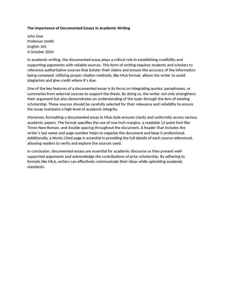 Importance of Documented Essays | PDF