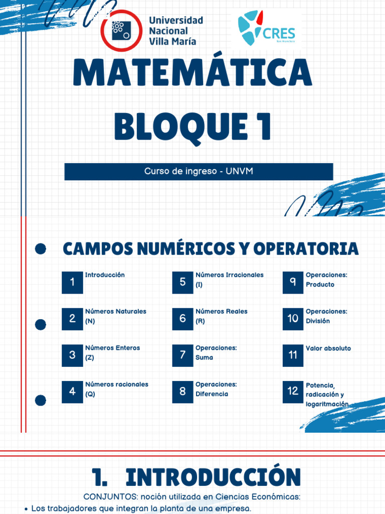 Matemáticas: Campos Numéricos y Operaciones | PDF | Números | Número ...