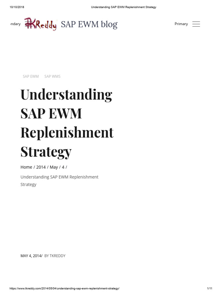 Understanding SAP EWM Replenishment Strategy | PDF | Warehouse | Logistics