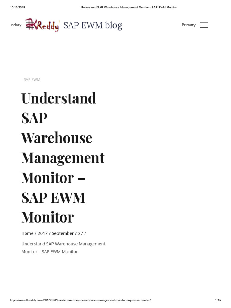 SAP EWM Warehouse Management Monitor Guide | PDF | Warehouse | Computing