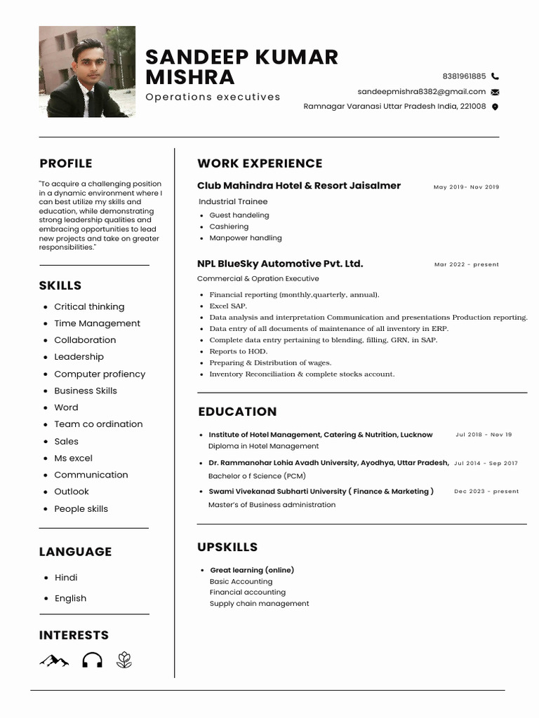 Resume Sandeep Kumar Mishra | PDF | Business Economics | Business