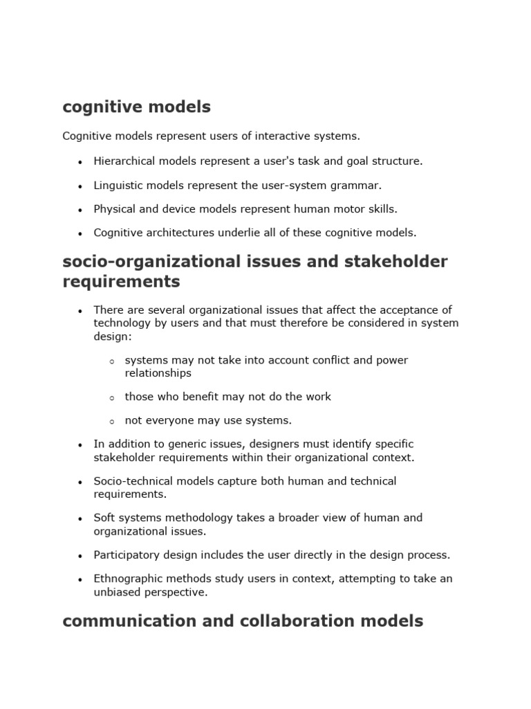 Cognitive Models and System Design Insights | PDF | Human–Computer ...