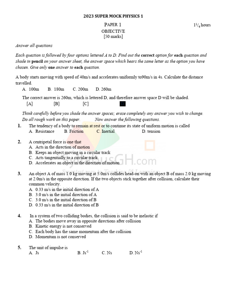 2023 Super Mock Physics 1 | PDF | Force | Electron
