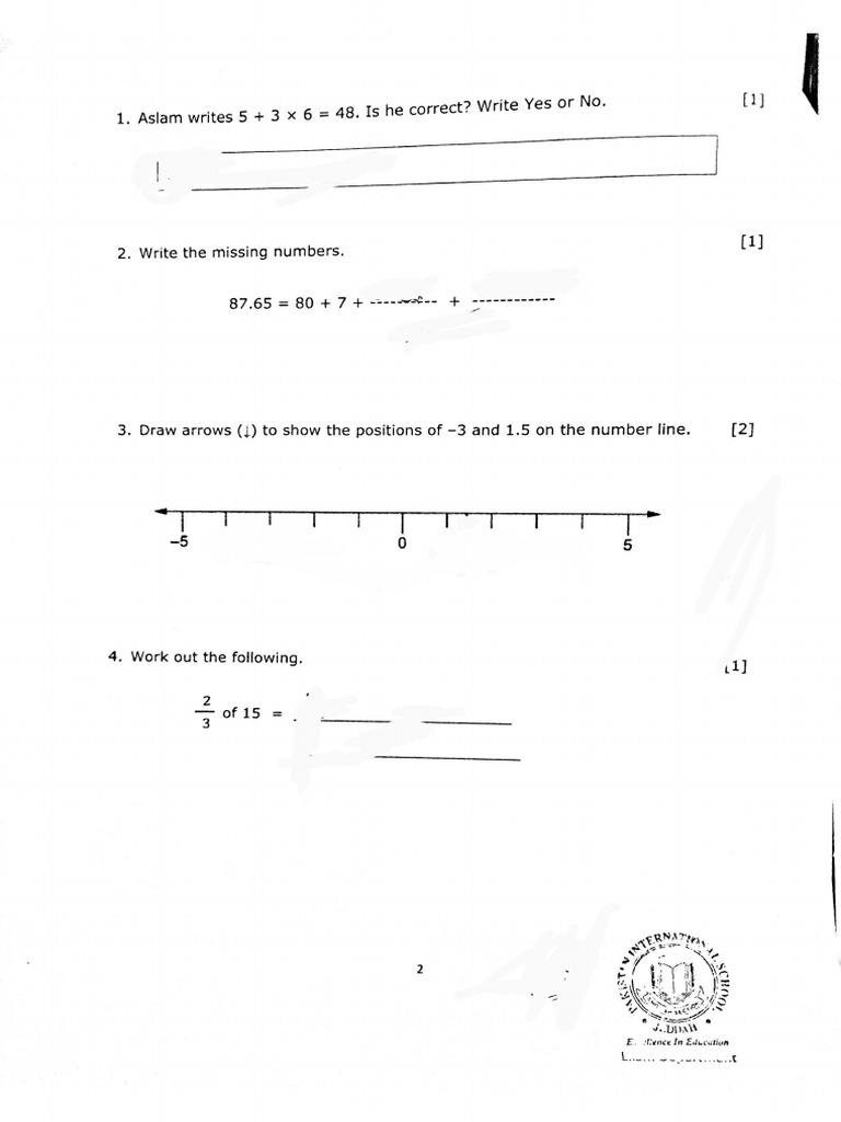 2022 Final p1 Math y5 Un | PDF
