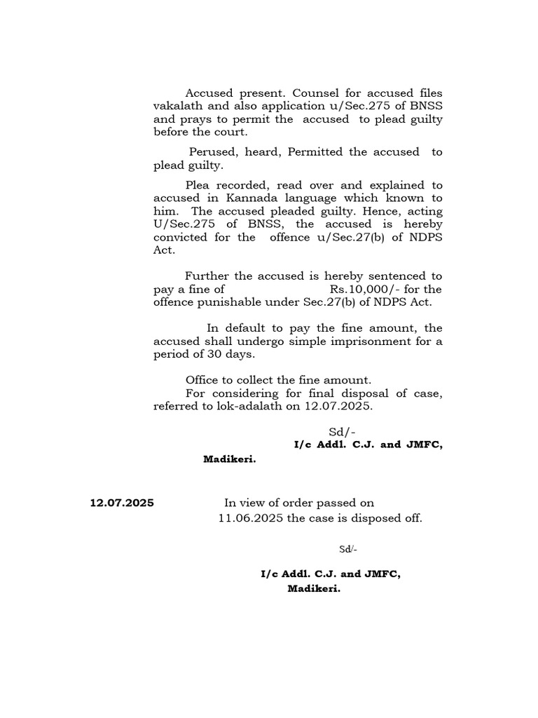 NDPS Act Conviction and Sentencing | PDF