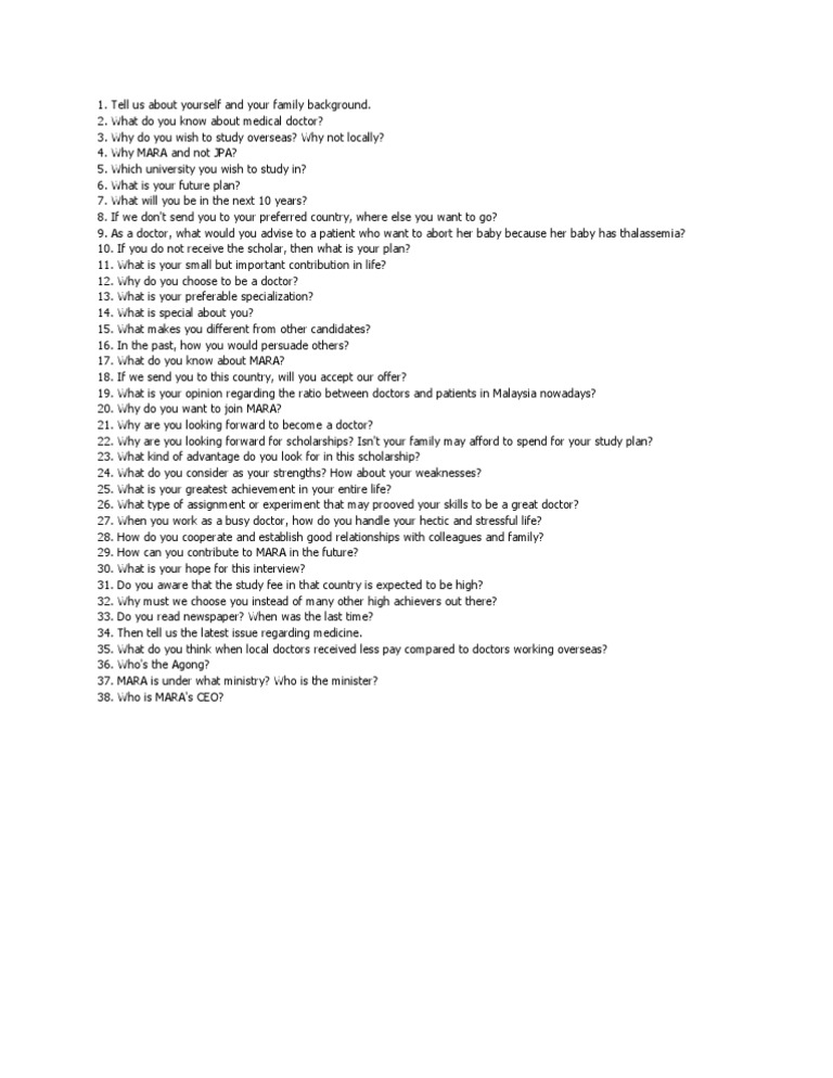 Soalan Interview Mara | PDF