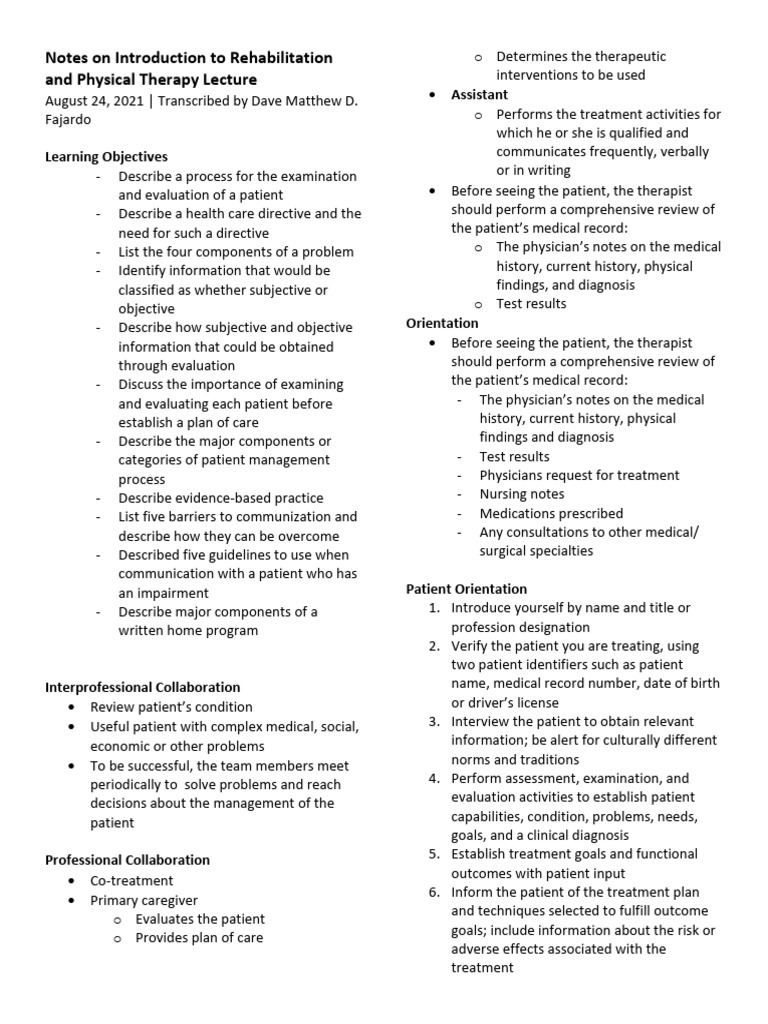 Introduction To Rehabilitation and Physical Therapy | PDF | Medical ...