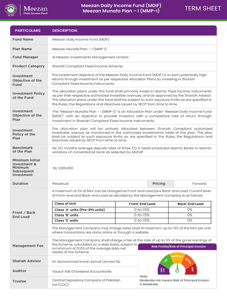 Meezan Daily Income Fund Overview | PDF | Islamic Banking And Finance ...