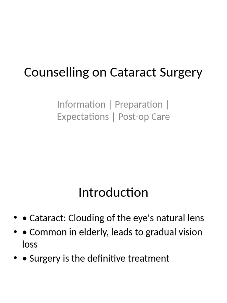Cataract Surgery Patient Counselling Guide | PDF