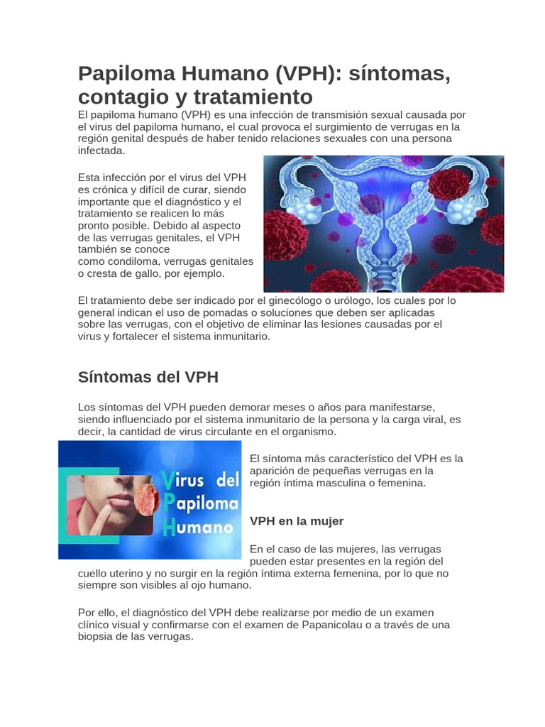 VPH: síntomas, contagio y tratamiento | PDF | Especialidades Medicas ...