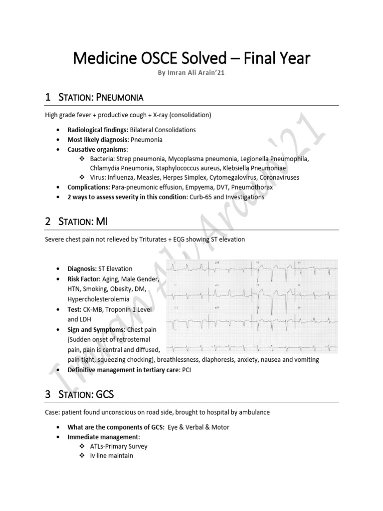 Medicine OSCE Exam Guide for Final Year | PDF | Myocardial Infarction ...