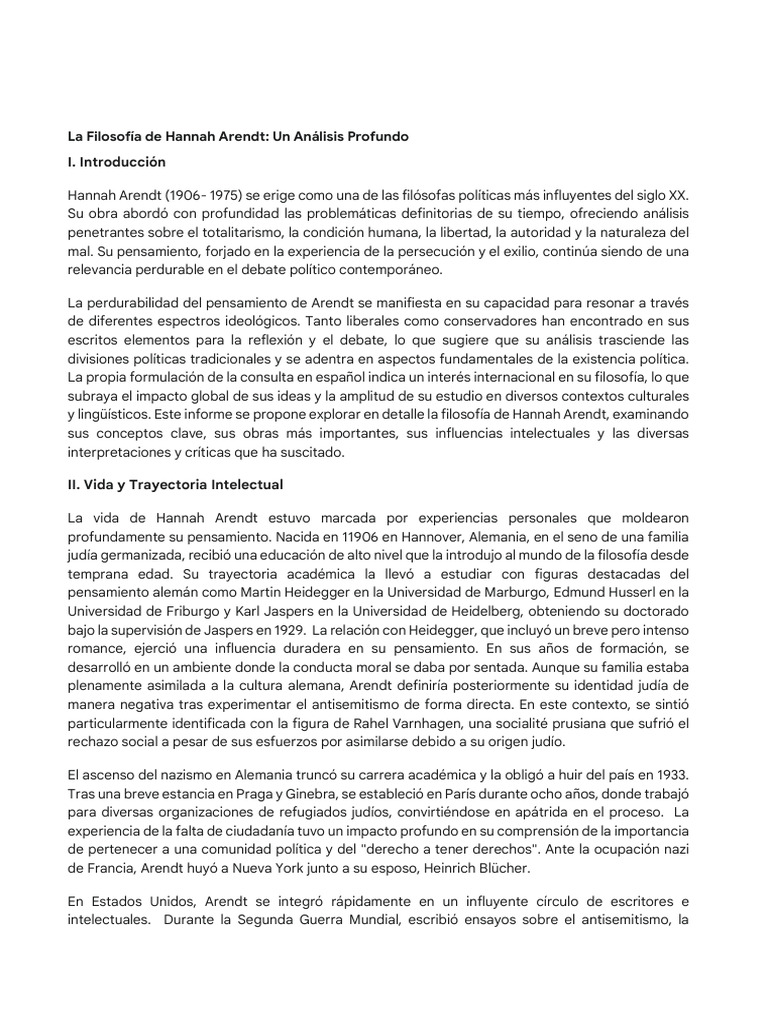 Filosofía Política de Hannah Arendt | PDF | Hannah Arendt | Totalitarismo