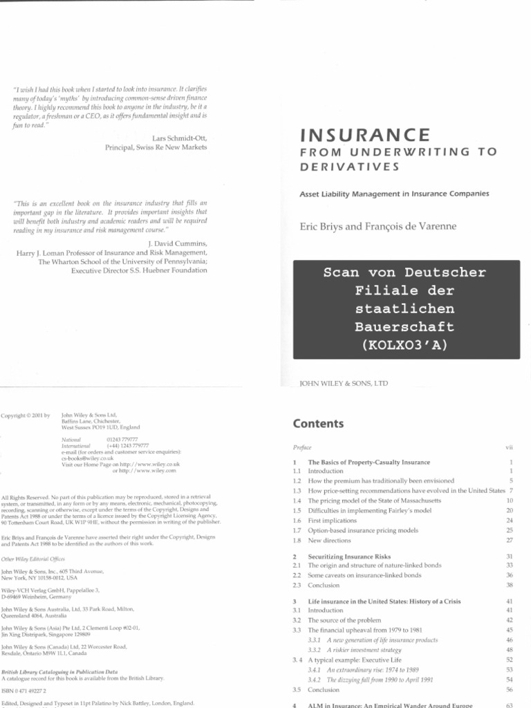 Eric Briys, Francois de Varenne - Insurance - From Underwriting To ...