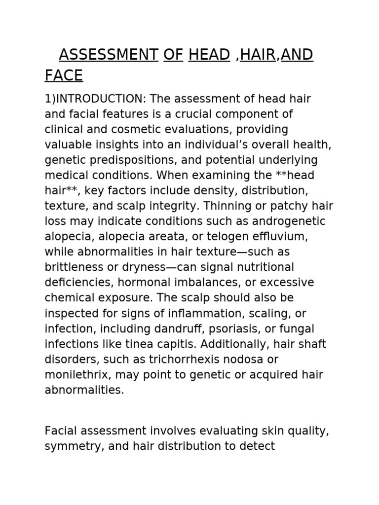 Hair and Facial Assessment Guide | PDF | Neck | Hair Loss