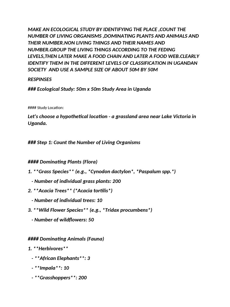Make An Ecological Study by Identifying The Place | PDF | Foods | Herbivore