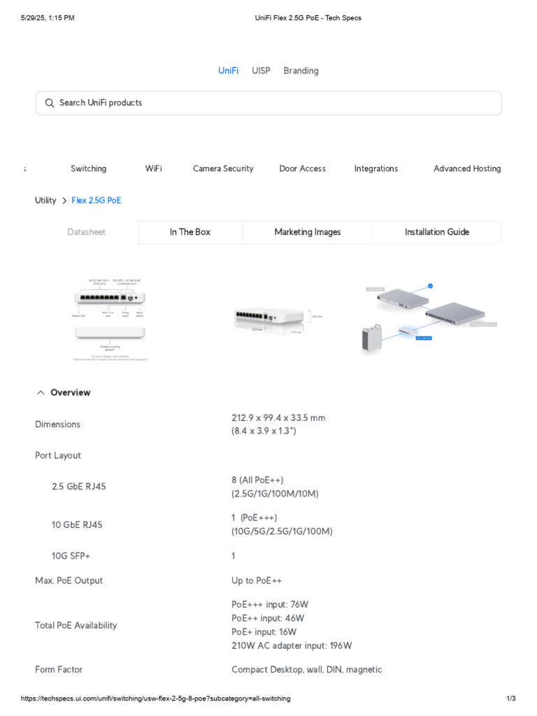 UniFi Flex 2.5G PoE - Datasheet | PDF | Electrical Engineering | Computer Engineering