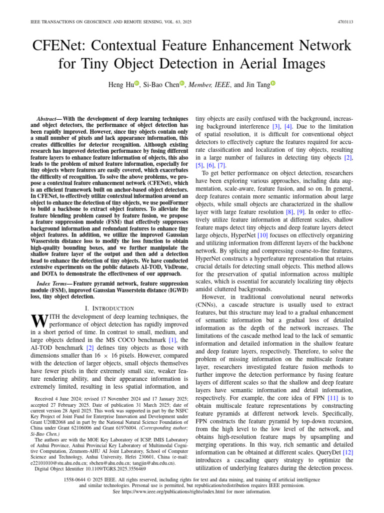 CFENet Contextual Feature Enhancement Network For Tiny Object Detection in Aerial Images-4 | PDF ...
