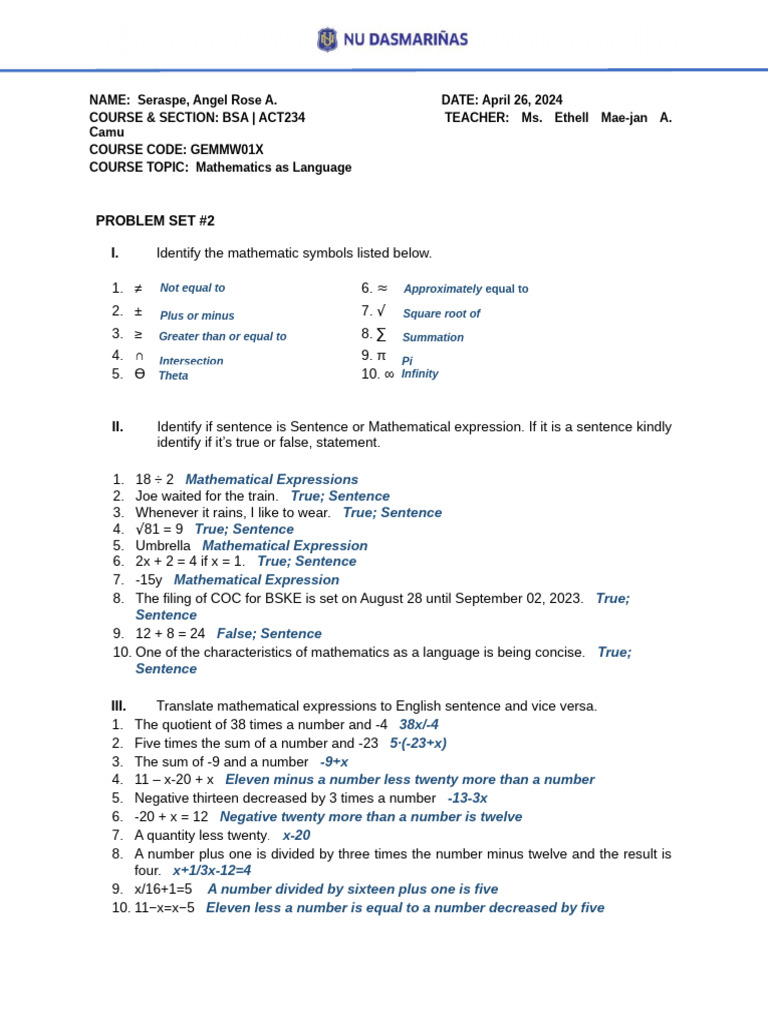 Problem Set 2 1 Seraspe Act234 | PDF