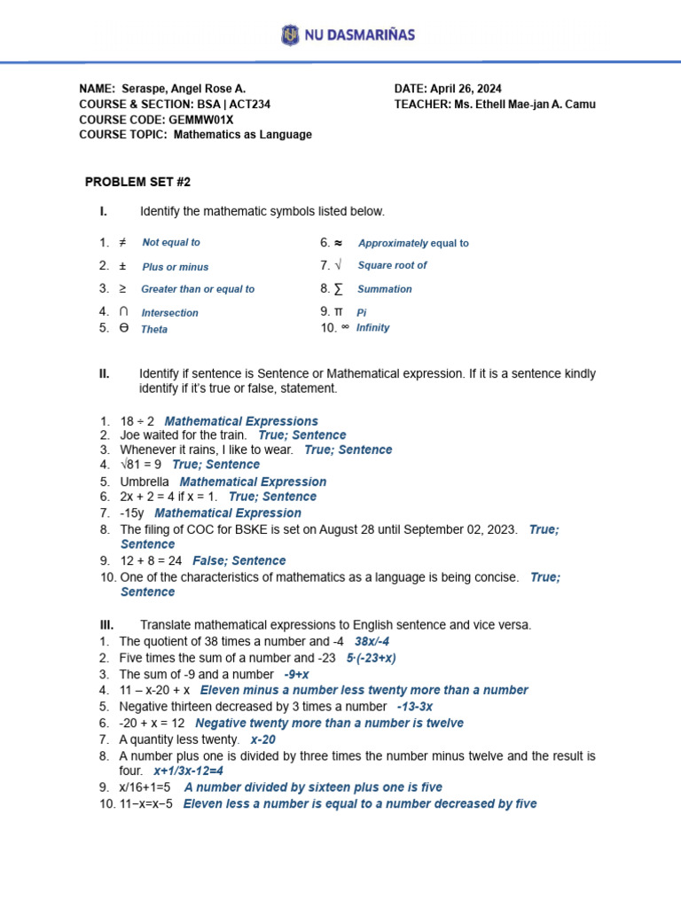 Act234 Seraspe Problem Set 2.1 | PDF