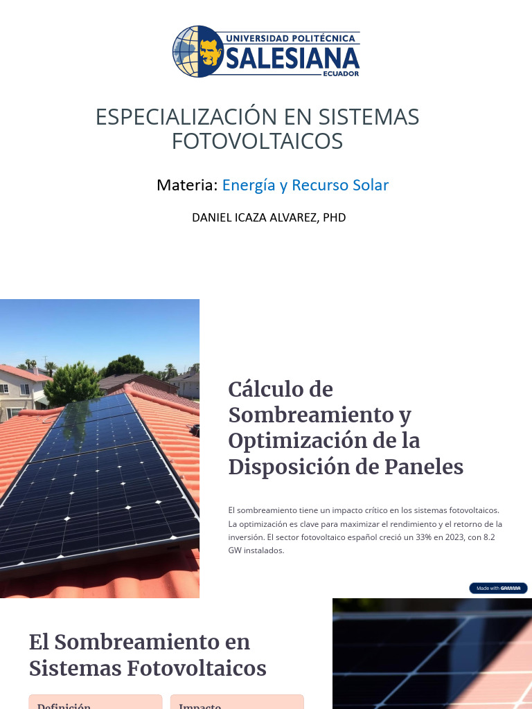 Energía y Recurso Solar Ups 3 | PDF | Panel solar | Fotovoltaica