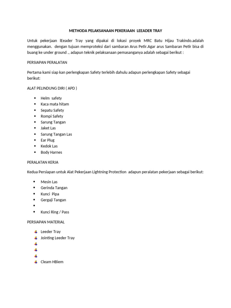 Instalasi Grounding untuk Leader Tray | PDF