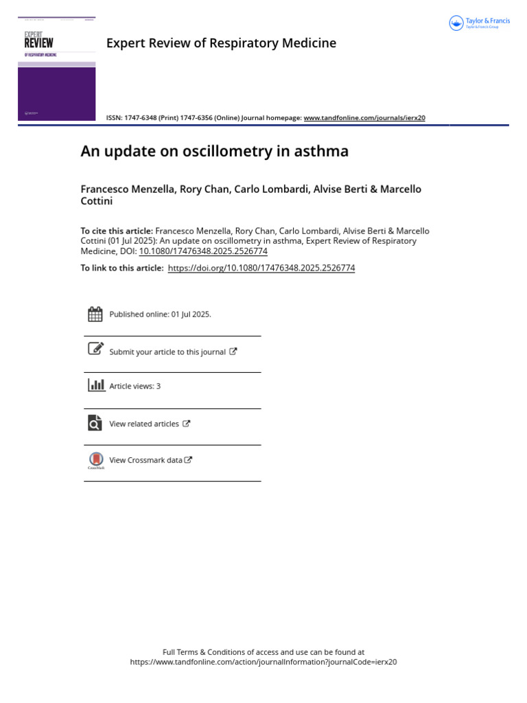 Update Oscillometry in Asthma | PDF | Asthma | Respiratory Tract