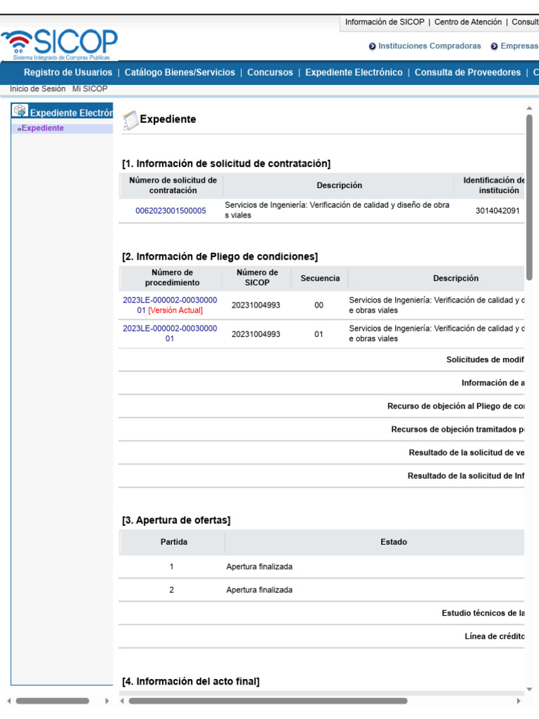 Servicios de Ingeniería en SICOP | PDF