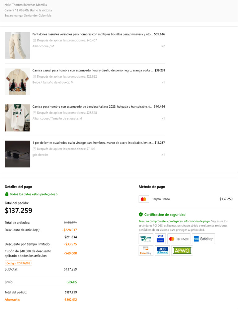 Temu - Detalles Del Pedido | PDF