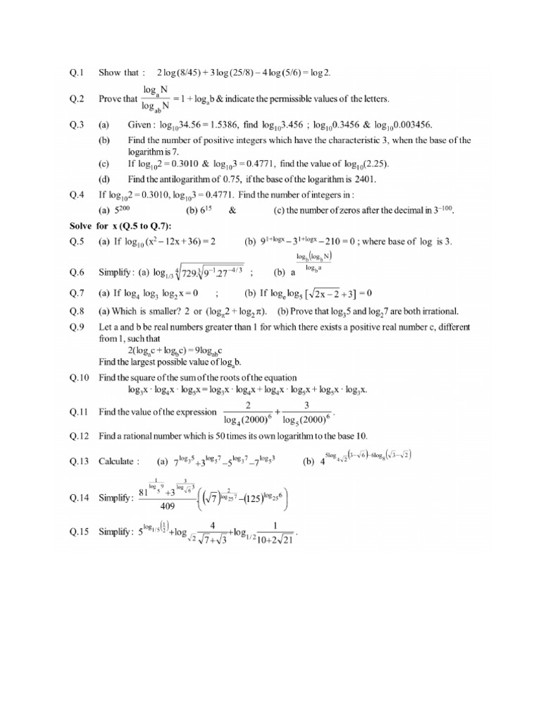 15 CPP Logarithm (Bansal) 2 | PDF