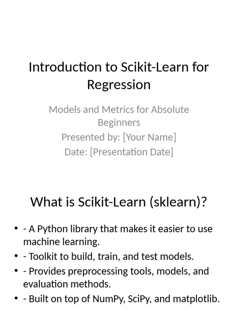 Sklearn Regression Presentation | PDF | Regression Analysis | Dependent And Independent Variables