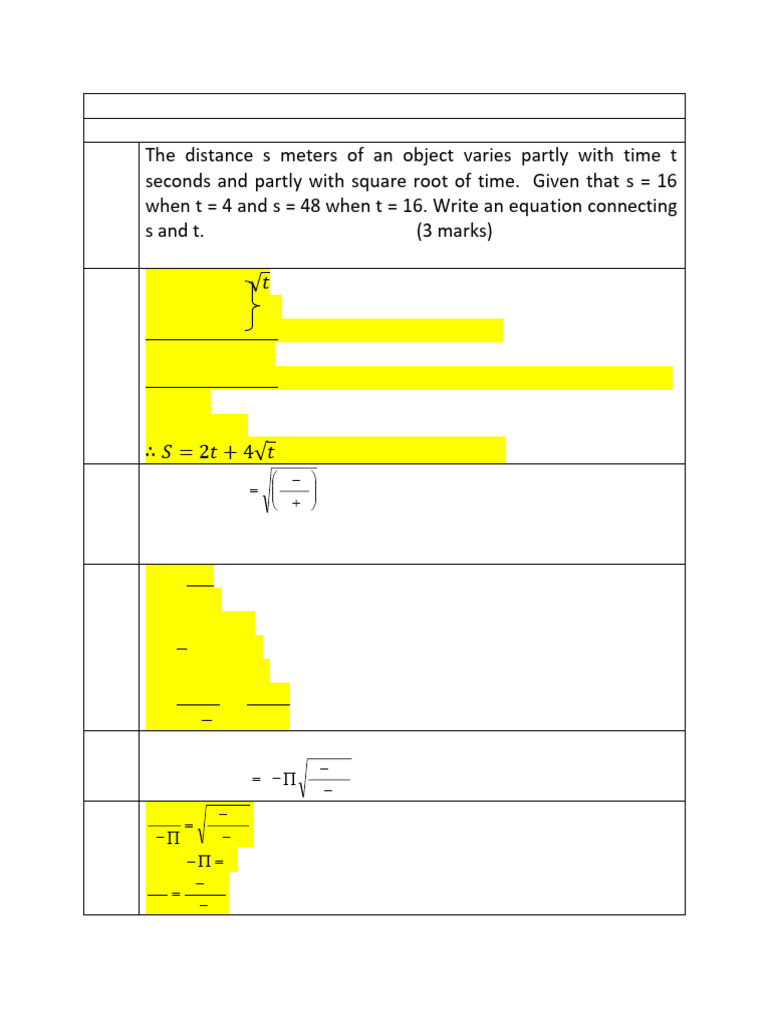 Formulae and Variation for Form 3 | PDF | Variable (Mathematics ...