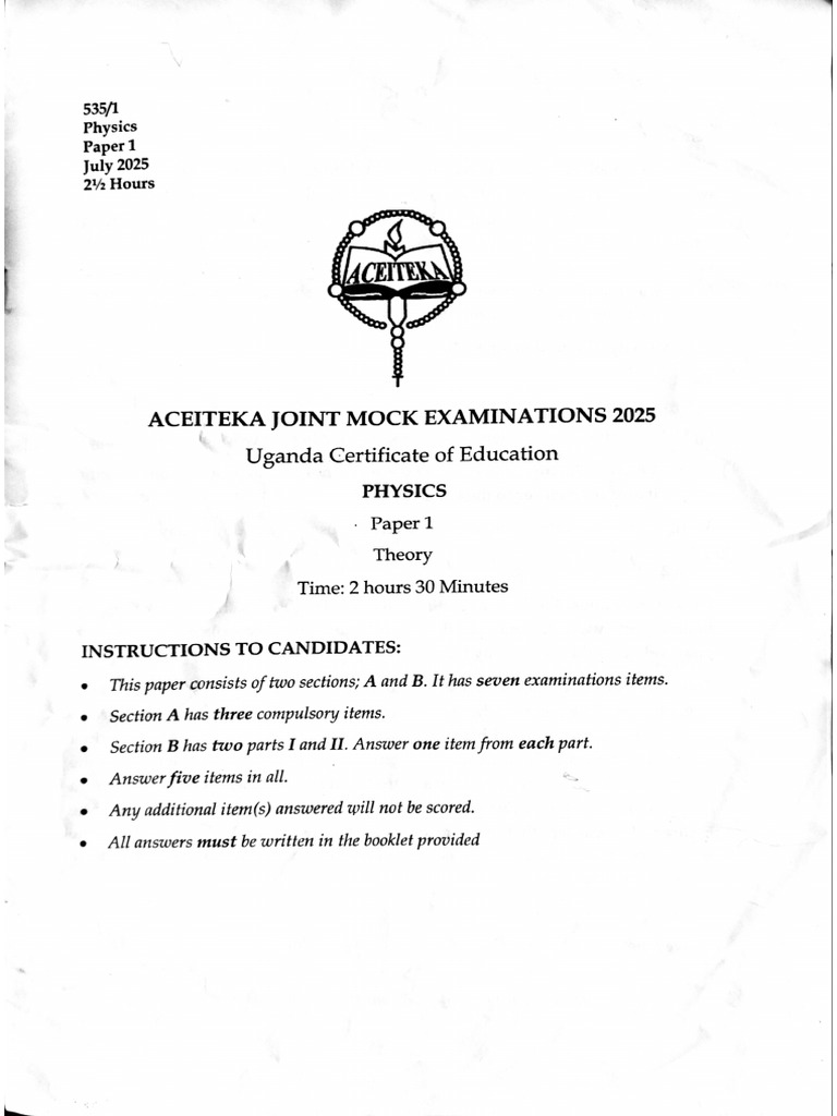 Aceiteka Mock PHY 1 Uce 2025 | PDF