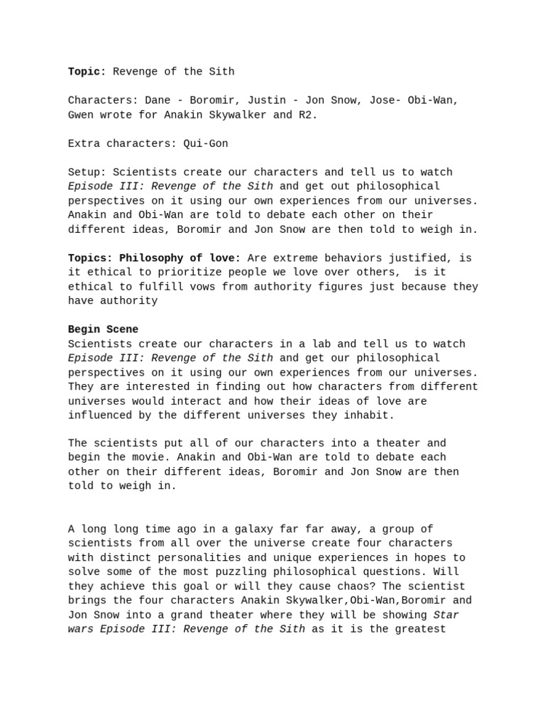 Starwars Anakin, Boromir, Qui-Gon, Obi Wan, College Group Work "Movie ...