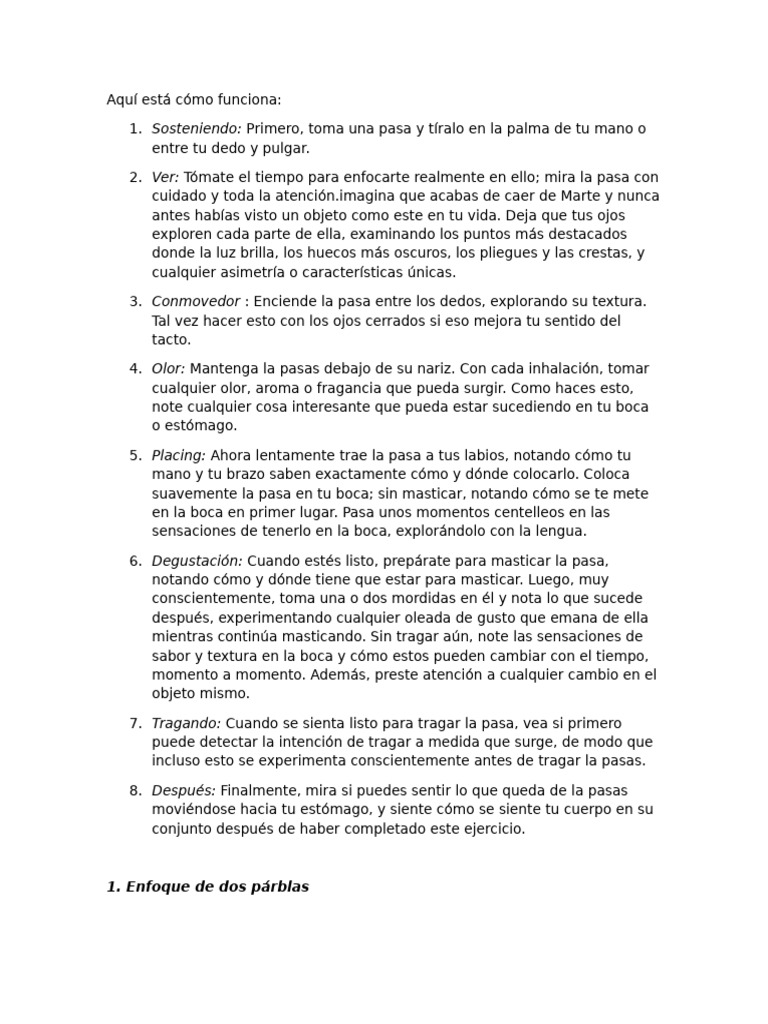 Ejercicios de Alimentación Consciente PDF | PDF