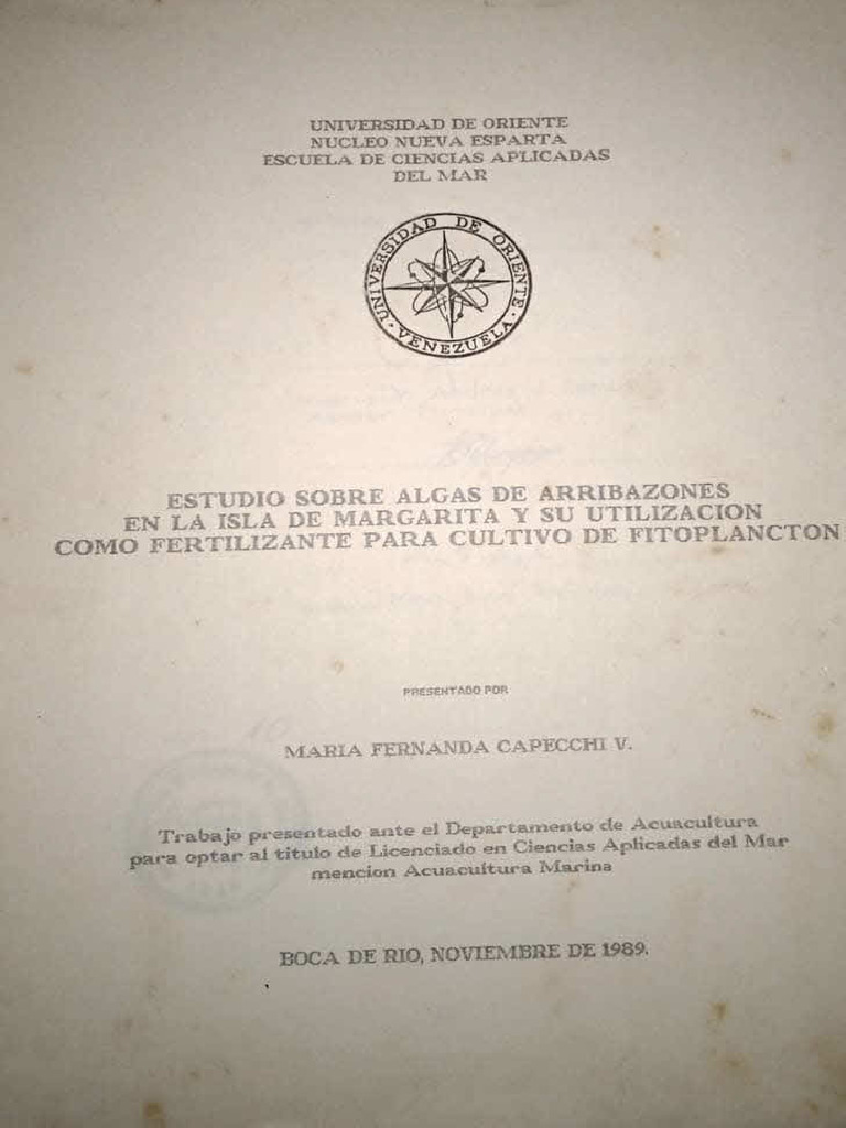 Capecchi, Maria F. 1989. Tesis. Estudio Sobre Algas de Arribazones en ...