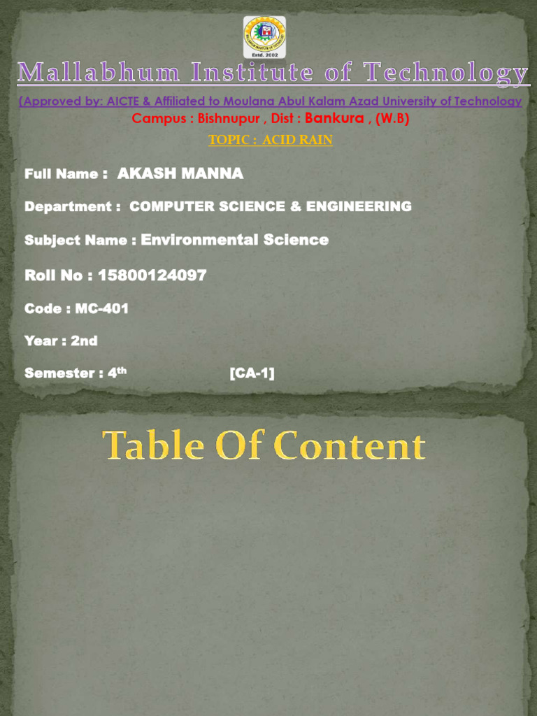 CSE - Akash Manna - MC-401 | PDF | Sulfur | Rain