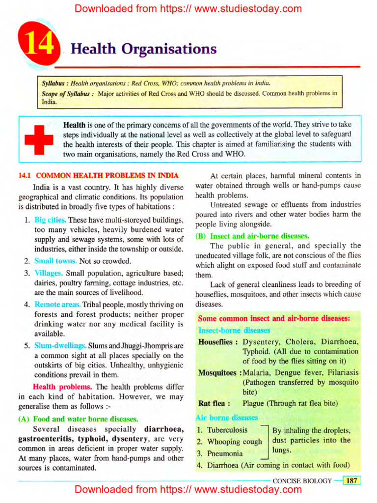 ICSE Class 10 Biology Chapter 14 Health Organisations - Decrypted | PDF