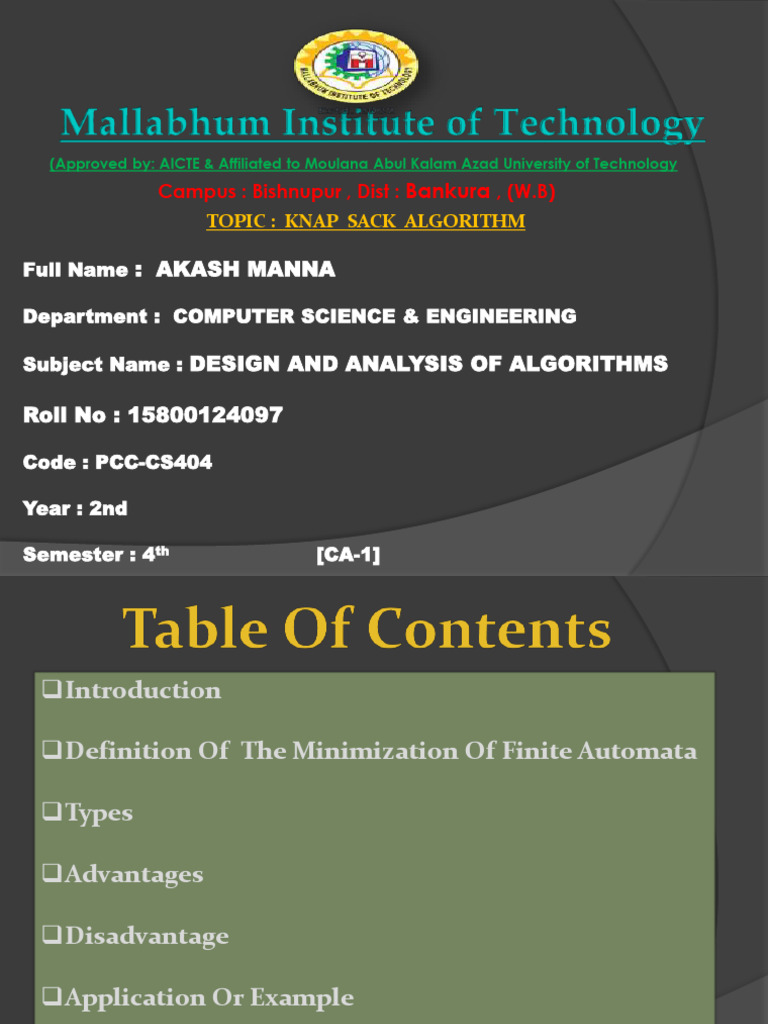Knapsack Algorithm Overview and Applications | PDF | Applied Mathematics | Algorithms