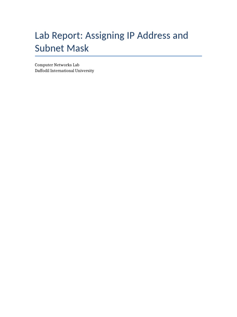 IP Assignment Lab Report | PDF