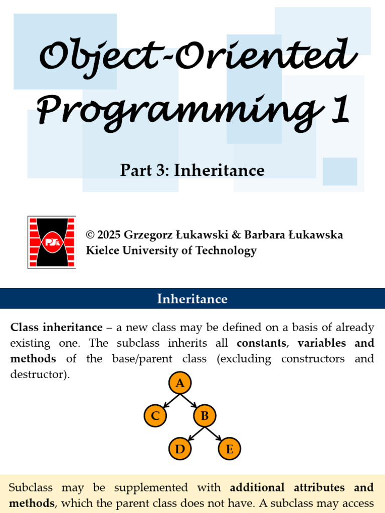3 OOP1-03 Inheritance (S) | PDF | Inheritance (Object Oriented Programming) | Class (Computer ...