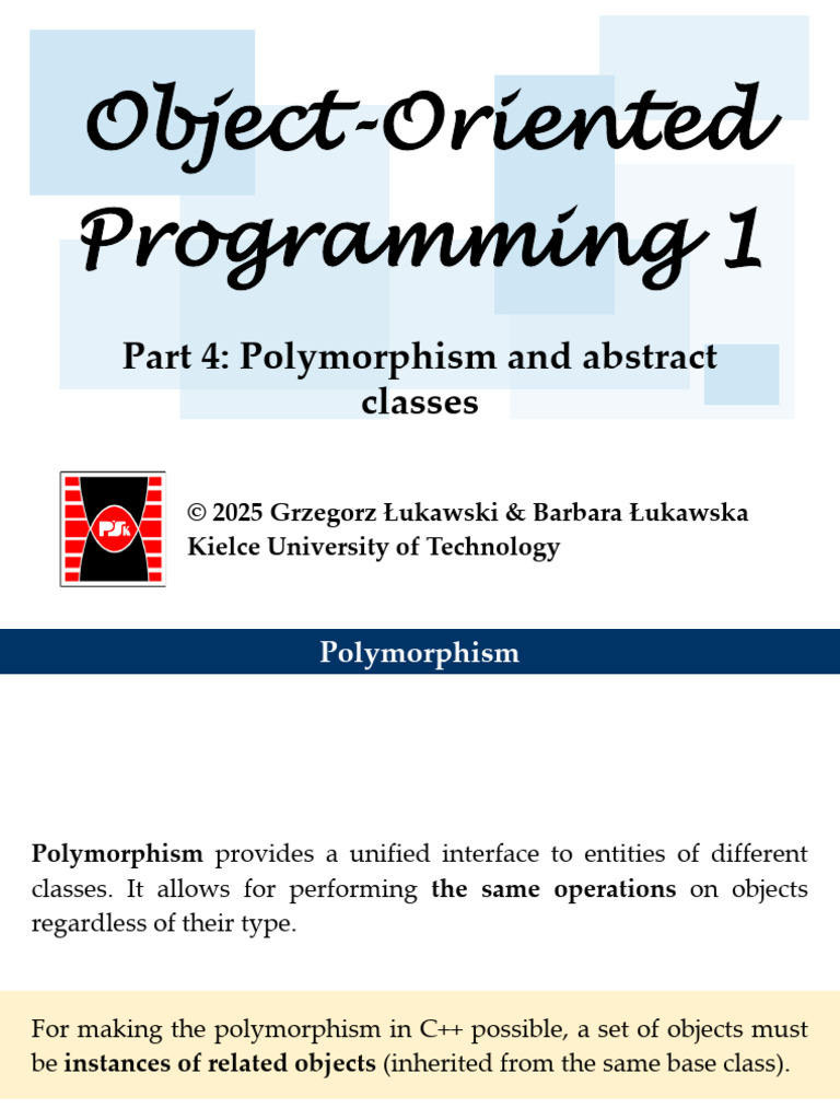 4 OOP1-04 Polymorphism (S) | PDF | Inheritance (Object Oriented Programming) | Class (Computer ...